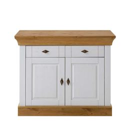 Pharao24.de Flur Kommode in Wei&szlig; Holz Kiefer teilmassiv