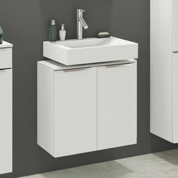 Pharao24.de Wei&szlig;er Waschbeckenunterschrank mit zwei T&uuml;ren 60 cm breit