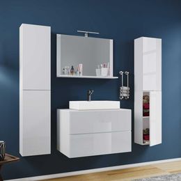 Pharao24.de Wand Badm&ouml;bel Set in Wei&szlig; melaminbeschichtet (vierteilig)