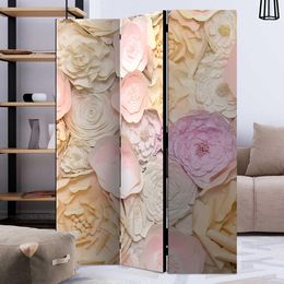 Pharao24.de Spanische Wand in Pastellfarben Blumen Motiv