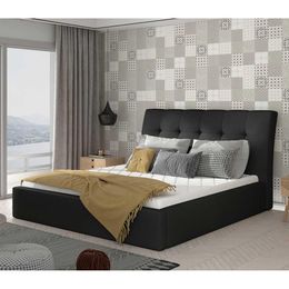 Pharao24.de Doppelbett Bettgestell in Schwarz aus Kunstleder