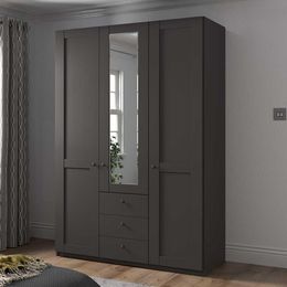 Pharao24.de Kleiderschrank dunkelgrau Spiegel 150 cm breit 216 cm hoch