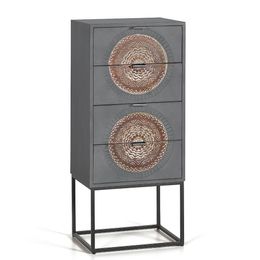 Pharao24.de Kommode Hochkommode mit Mandala Motiv und Metallgriffen