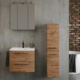 Pharao24.de G&auml;stetoilette Set mit Spiegelschrank inklusive Waschbecken (dreiteilig)