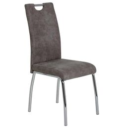 Pharao24.de Esszimmer St&uuml;hle in Grau Microfaser Griff (Set)