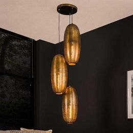 Pharao24.de Pendelleuchte 3-flammig Metall im Industry und Loft Stil 45 cm breit