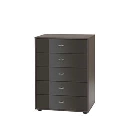 Pharao24.de Schlafzimmer Kommode in Grau Braun Glas beschichtet