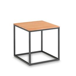 Pharao24.de Quadratischer Sofatisch aus Kernbuche Massivholz und Metall 40 cm breit