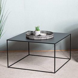 Pharao24.de Schwarzer Designcouchtisch mit Metallplatte B&uuml;gelgestell