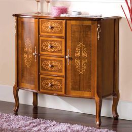 Pharao24.de Flur Kommode in Nussbaumfarben Barock Design