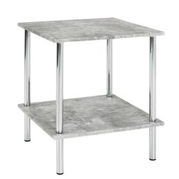 Pharao24.de Beistelltisch Sofa in Beton Grau und Chrom Ablage