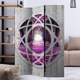 Pharao24.de Moderner Paravent in Grau Pink Violett Motiv Allee