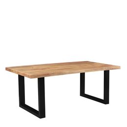 Pharao24.de Esszimmertisch aus Mangobaum Massivholz und Metall Loft Design