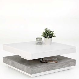 Pharao24.de Sofatisch in Wei&szlig; und Beton Grau modern