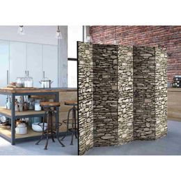 Pharao24.de Paravent mit Steinmauer Motiv 225 cm breit