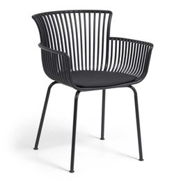 Pharao24.de Gartenst&uuml;hle in Schwarz Kunststoff & Metall (4er Set)