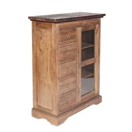 Pharao24.de Massivholz Brotschrank aus Teak Glast&uuml;r