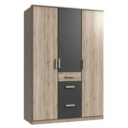 Pharao24.de Dreht&uuml;renschrank Schlafzimmer in Eiche San Remo Dunkelgrau