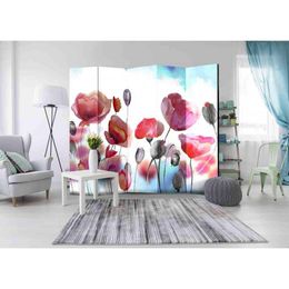 Pharao24.de Leinwand Paravent mit gemalten Mohnblumen 225 cm breit