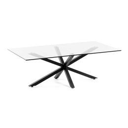 Pharao24.de Designercouchtisch mit Klarglasplatte Spider Gestell in Schwarz