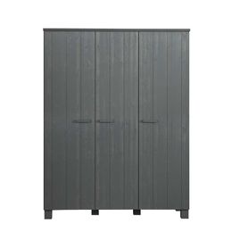 Pharao24.de Holzkleiderschrank in dunkel Grau Kiefer Massivholz