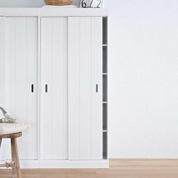 Pharao24.de Landhaus B&uuml;cherschrank in Wei&szlig; Kiefer Massivholz
