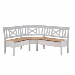 Pharao24.de Esstisch Eckbank mit Stauraum Wei&szlig; Kiefer massiv 170x93x147 cm Pharao24