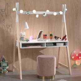 Pharao24.de Kinder Schreibtisch aus Kiefer Massivholz und MDF lackiert