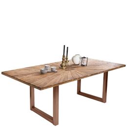 Pharao24.de Designesstisch aus Teak Recyclingholz und Stahl Loft Style