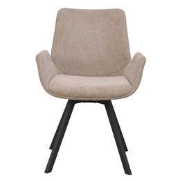 Pharao24.de Esstisch St&uuml;hle aus Webstoff und Metall Beige & Schwarz (2er Set)