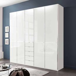 Pharao24.de Dreht&uuml;rschrank Schlafzimmerschrank mit f&uuml;nf Schubladen in Wei&szlig;