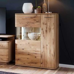 Pharao24.de Wohnzimmer Highboard in Eiche Bianco 2-t&uuml;rig