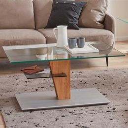 Pharao24.de Hydro Lift Couchtisch mit Sicherheitsglasplatte 100 cm breit aus Sicherheitsglas in Transparent 100x47x60 cm Pharao24