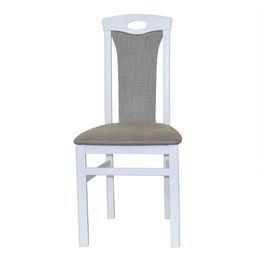 Pharao24.de 2 Esszimmer St&uuml;hle in Wei&szlig; Bezug Hellgrau (2er Set)