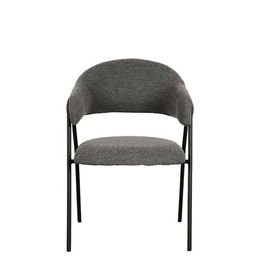 Pharao24.de Stuhl Esszimmer mit Armlehnen Boucle Stoff (2er Set)