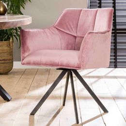 Pharao24.de Samt St&uuml;hle in Rosa drehbar (2er Set)