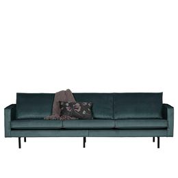 Pharao24.de Samt Couch in Petrol Retro Design