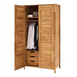 Pharao24.de Holzkleiderschrank aus Wildeiche Massivholz ge&ouml;lt 107x202x61 cm Pharao24