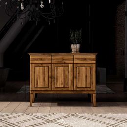 Pharao24.de Wohnzimmer Sideboard aus Wildeiche Massivholz Landhaus