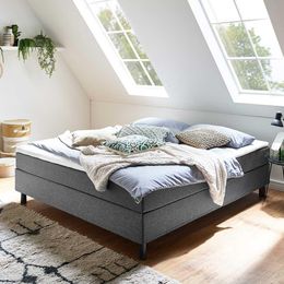 Pharao24.de Boxspring Bett ohne Kopfteil Stoffbezug in Anthrazit