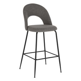Pharao24.de Barstuhl Set mit R&uuml;ckenlehne in Dunkelgrau 63 cm Sitzh&ouml;he (4er Set)