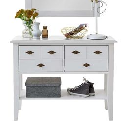 Pharao24.de Kommoden Tisch in Wei&szlig; Landhausstil