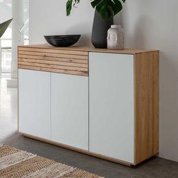 Pharao24.de Sideboard Kommode in Wei&szlig; und Asteichefarben