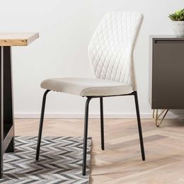 Pharao24.de Stuhl Set Samt Metall in Beige und Schwarz 47 cm breit (2er Set)
