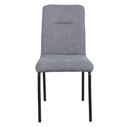 Pharao24.de Esszimmer Polsterst&uuml;hle in Hellgrau Webstoff Metallgestell (2er Set)