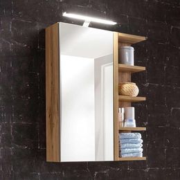 Pharao24.de Bad Spiegelschrank mit seitlichem Regal Wildeichefarben