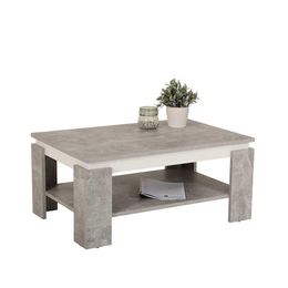 Pharao24.de Sofatisch in Beton Grau und Wei&szlig; 90 cm breit
