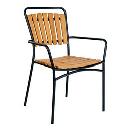 Pharao24.de Outdoor St&uuml;hle Balkonstuhl aus Teak Massivholz und Metall (4er Set)