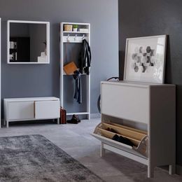 Pharao24.de Komplett Garderobe in Wei&szlig; gewachst Kiefer Massivholz (vierteilig)