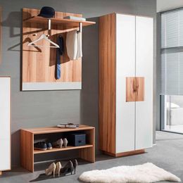 Pharao24.de Garderobenset in Wei&szlig; mit Kernbuche Massivholz modern (dreiteilig)